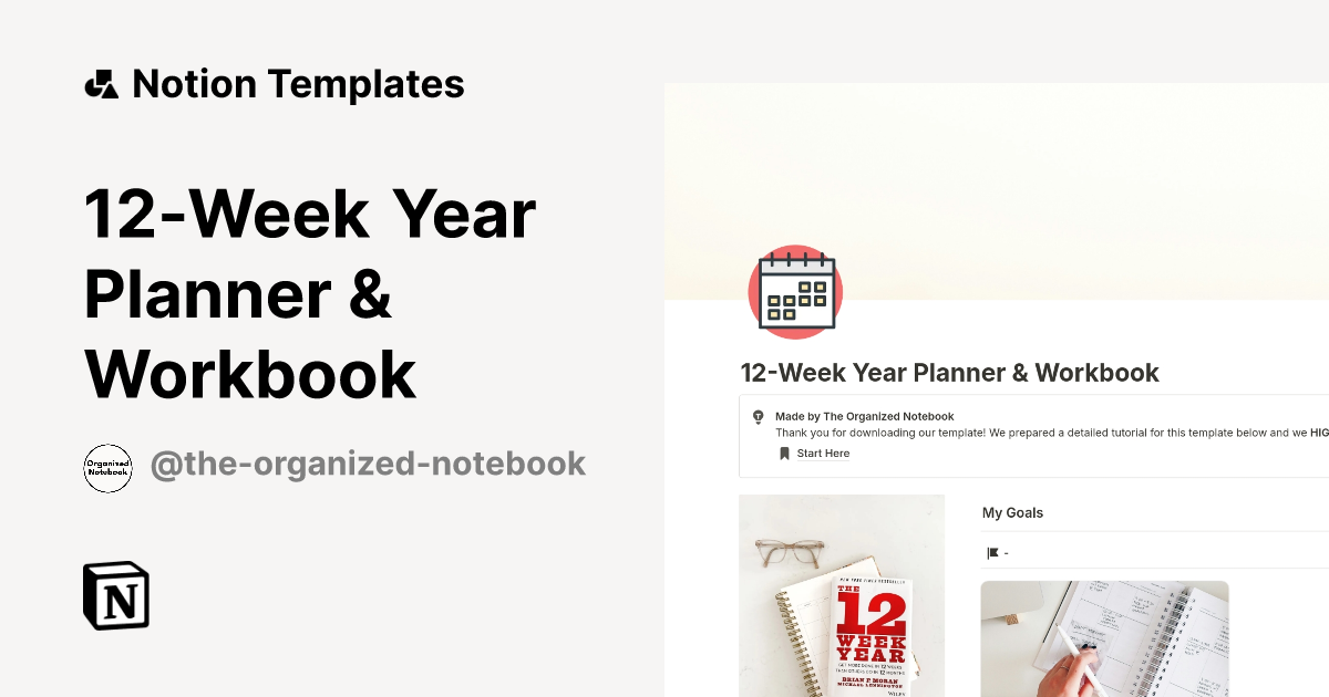 12-Week Year Planner & Workbook Template | Notion Marketplace