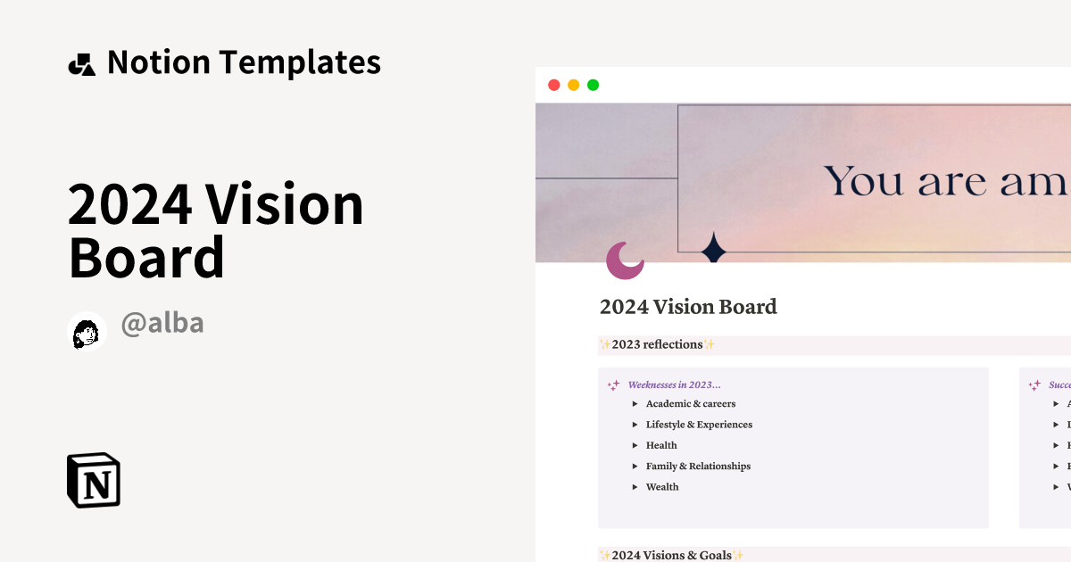 2024 Vision Board Template | Notion Marketplace
