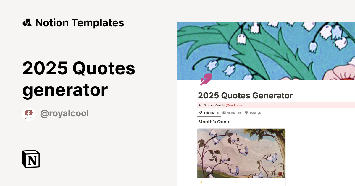 2025 Quotes generator Template by Royalcool | Notion Marketplace