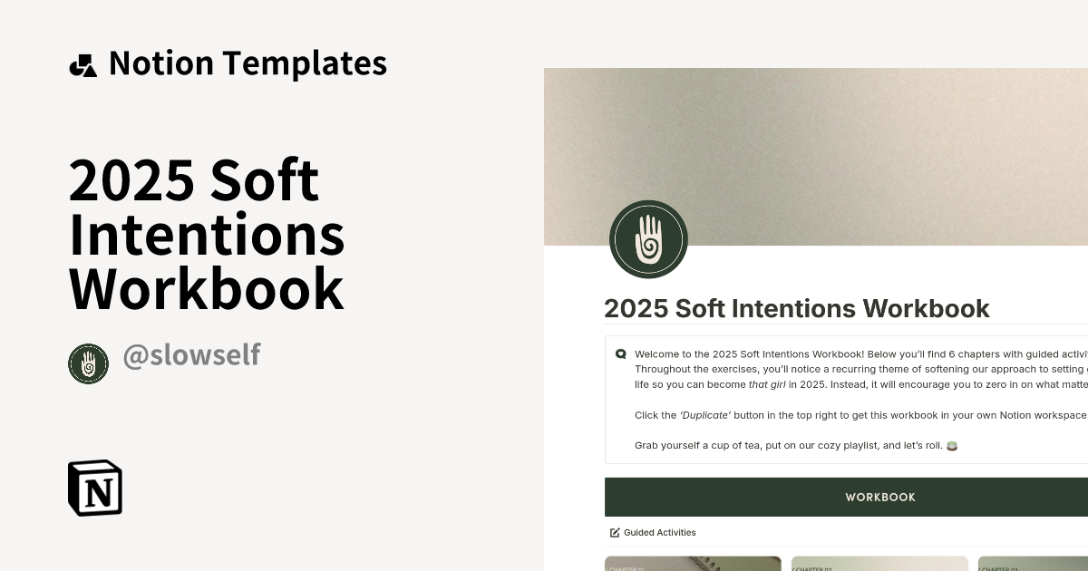 2025 Soft Intentions Workbook Template | Notion Marketplace