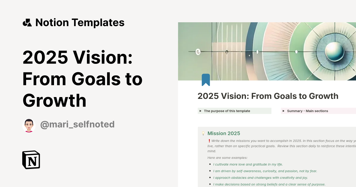 2025 Vision: From Goals to Growth Template by Mari | Self-Noted ...