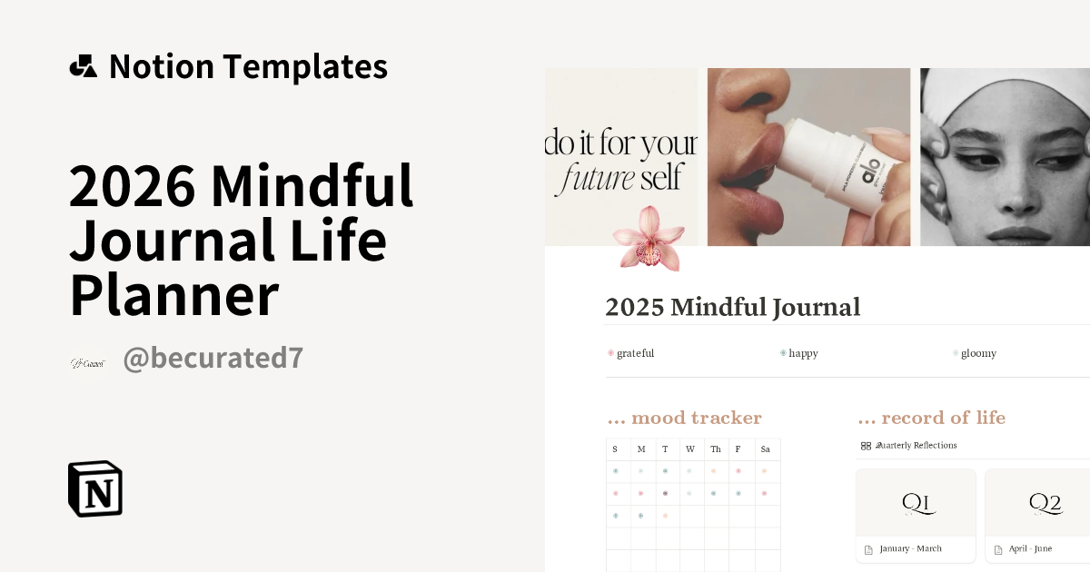 2026 Mindful Journal Life Planner Template | Notion Marketplace