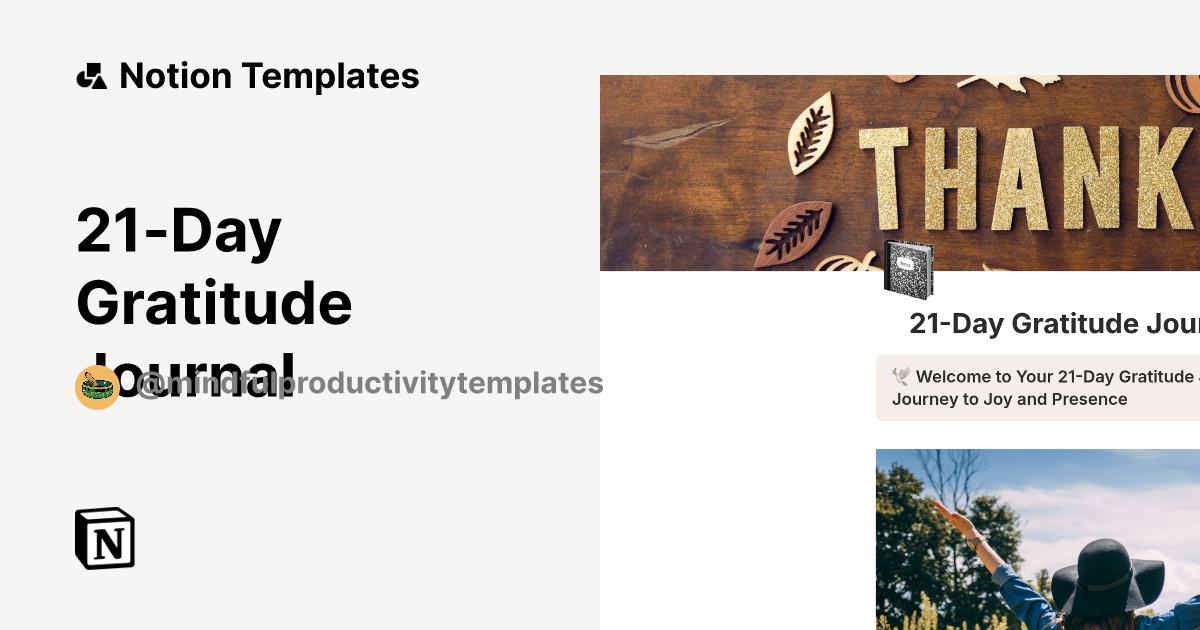 21-Day Gratitude Journal Template by Mindful Productivity Templates ...