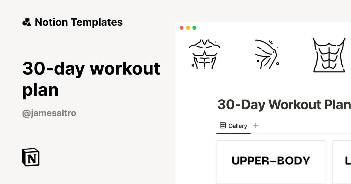 30-day workout plan Template by James | Altro | Notion Marketplace