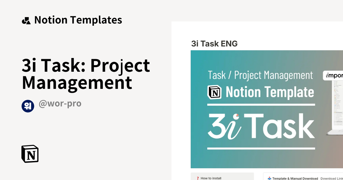 3i Task: Project Management Template | Notion Marketplace