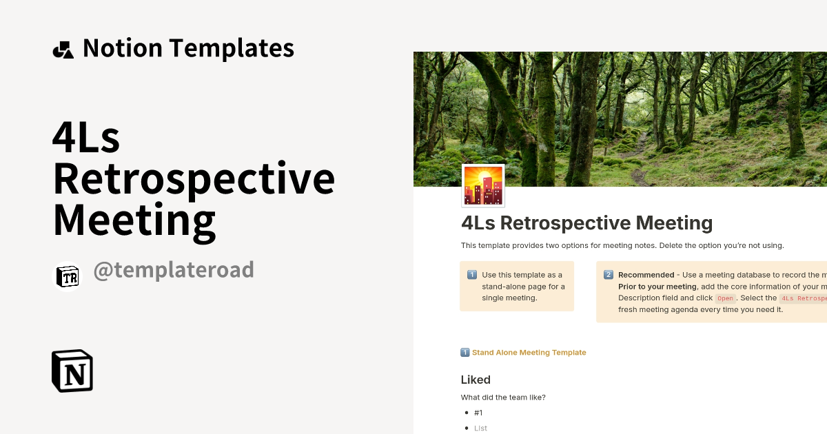 4Ls Retrospective Meeting Template | Notion Marketplace