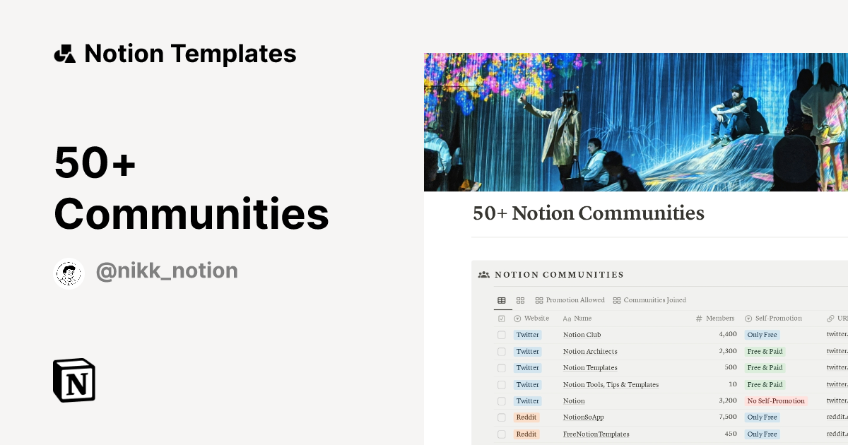 50+ Communities Template | Notion Marketplace