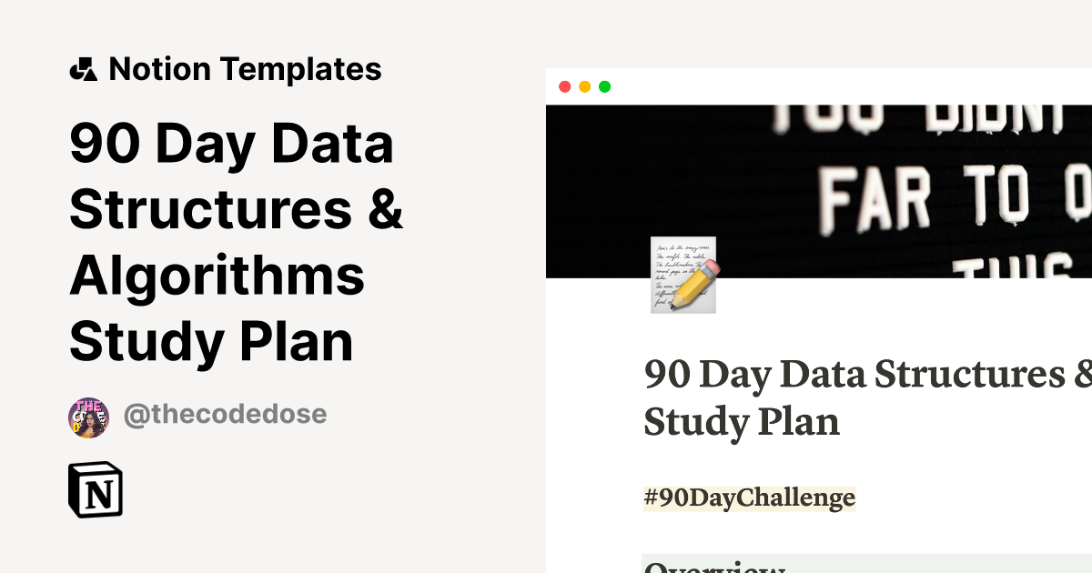 90 Day Data Structures & Algorithms Study Plan Template by The Code ...