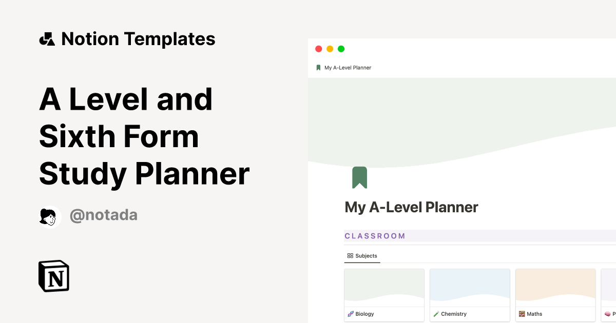 A Level and Sixth Form Study Planner Template by Naomi | Notada ...