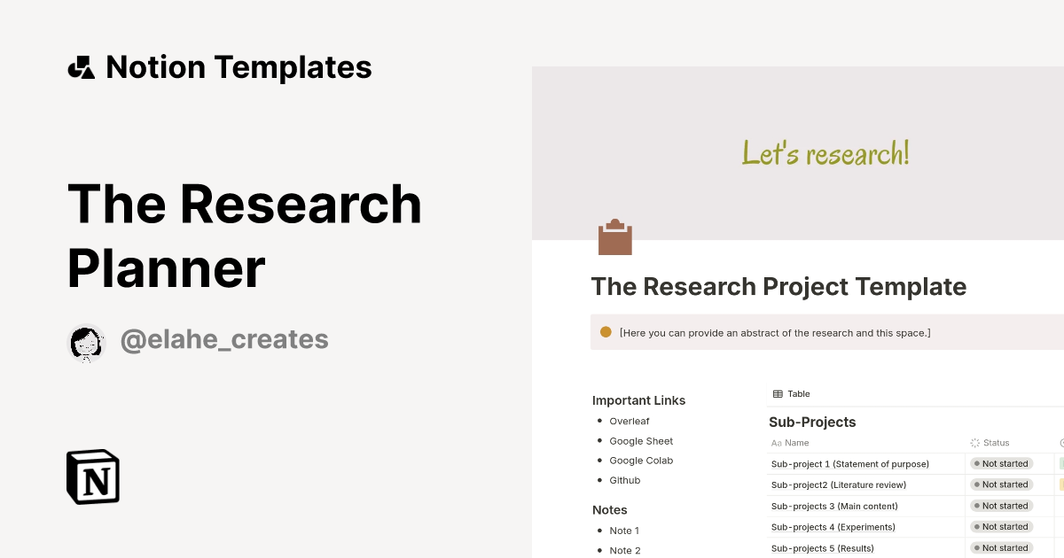 The Research Planner Template | Notion Marketplace