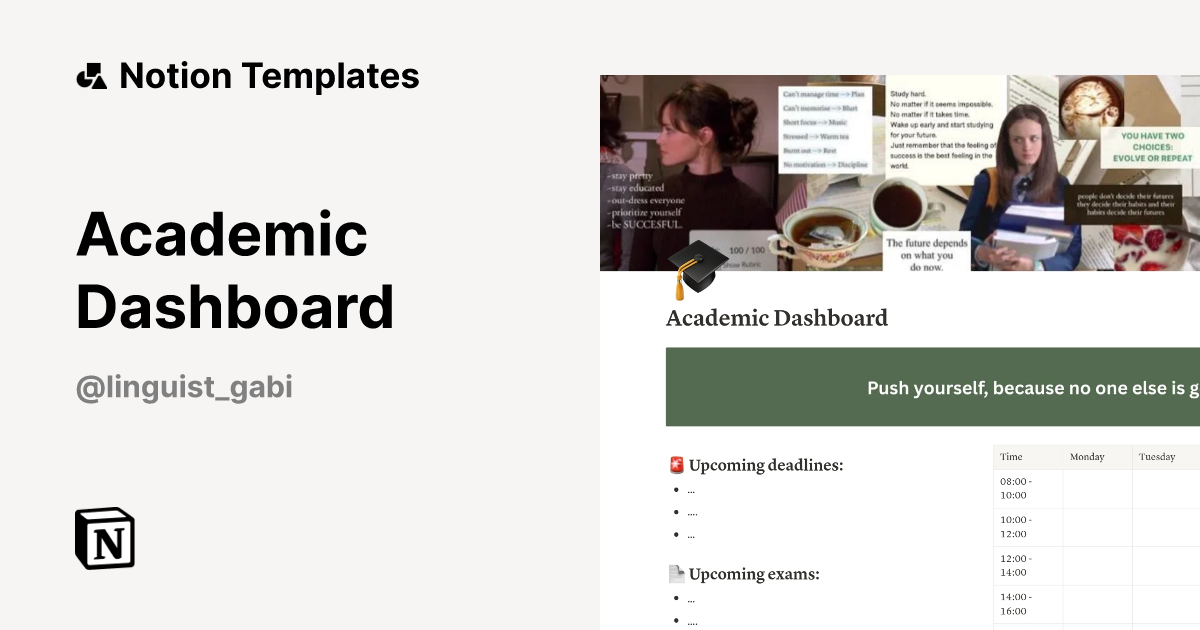 Academic Dashboard Template | Notion Marketplace