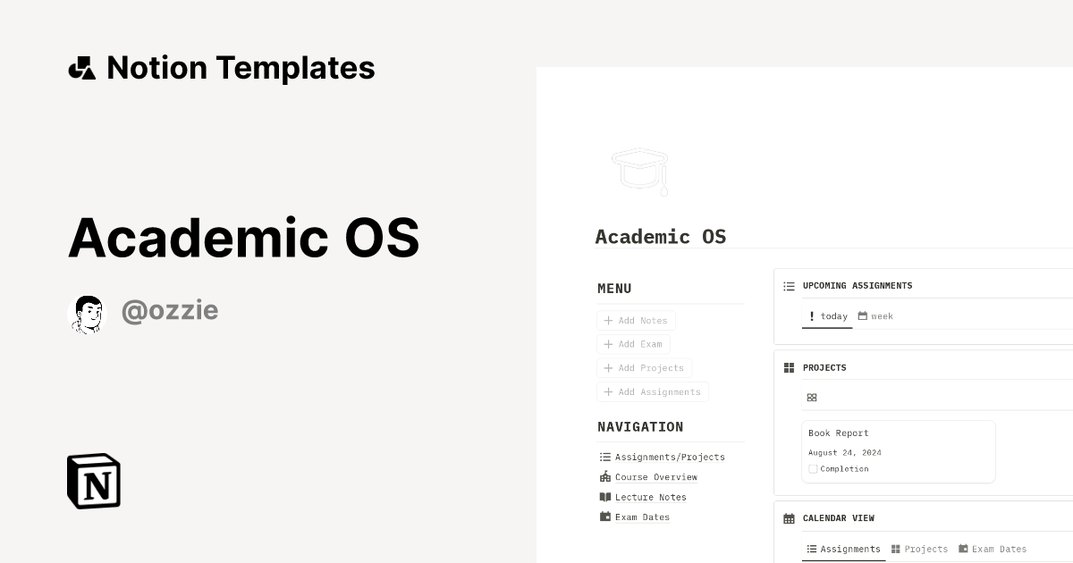 Academic OS Template by Oz's Templates | Notion Marketplace