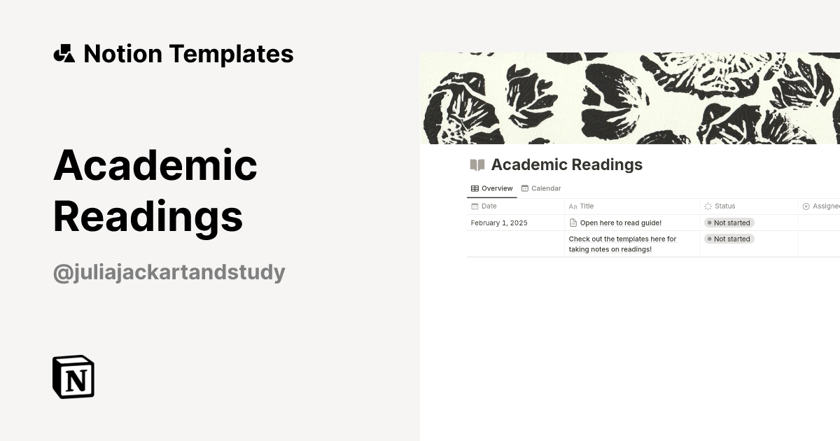 Academic Readings Template | Notion Marketplace