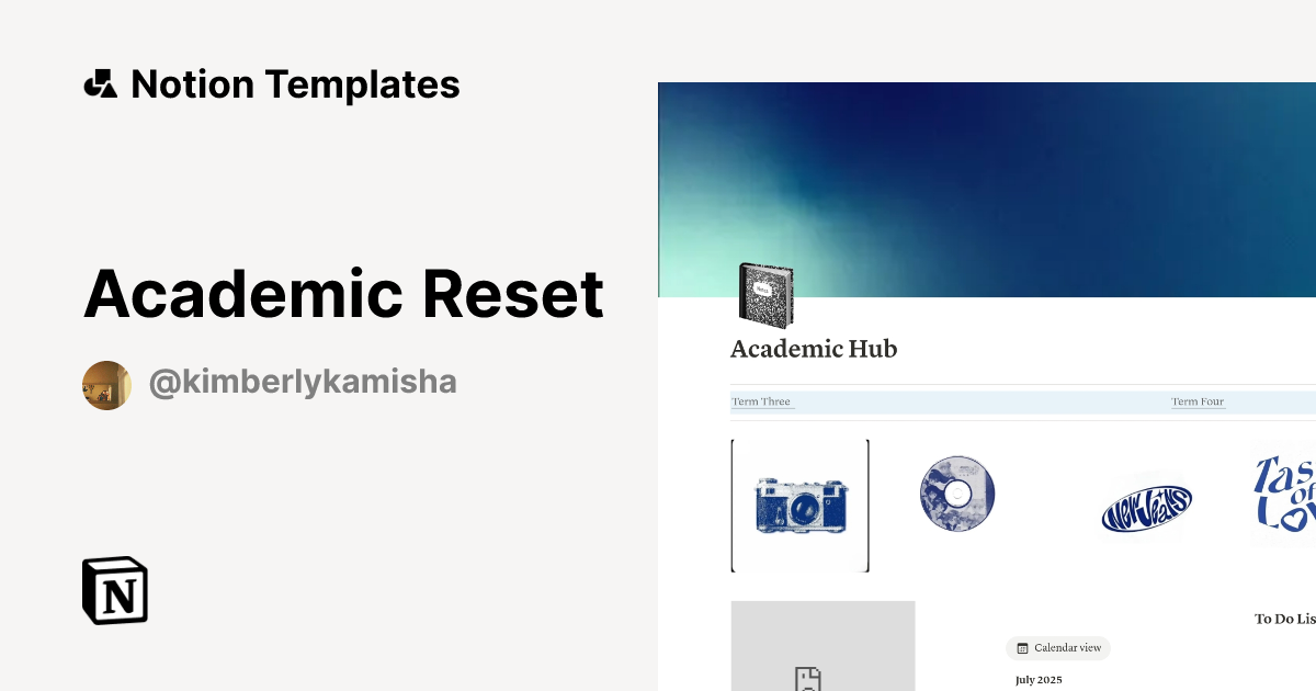 Academic Reset Template | Notion Marketplace