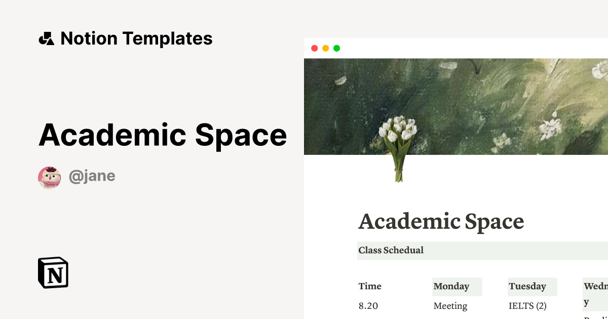Academic Space Template by Jane | Notion Marketplace