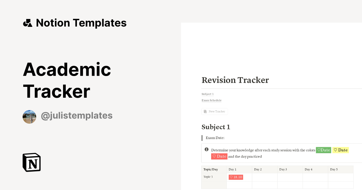 Academic Tracker Template | Notion Marketplace