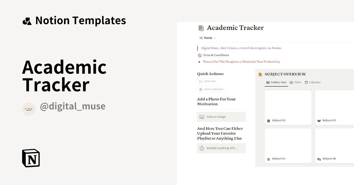 Academic Tracker Template | Notion Marketplace
