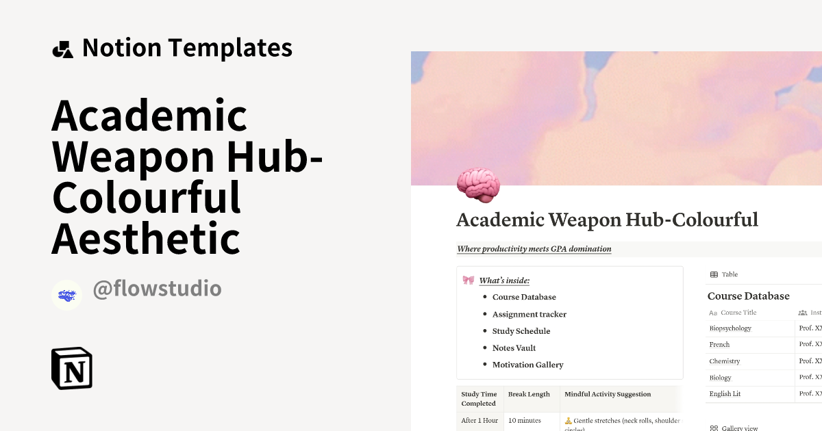 Academic Weapon Hub-Colourful Aesthetic Template | Notion Marketplace