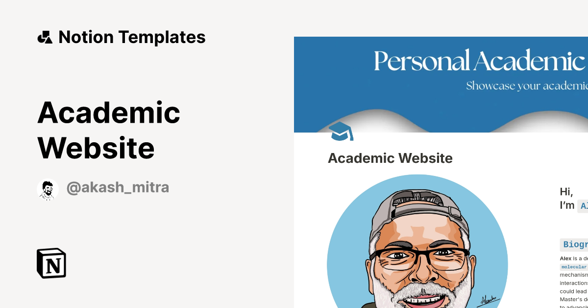Academic Website Template by Akash Mitra | Notion Marketplace