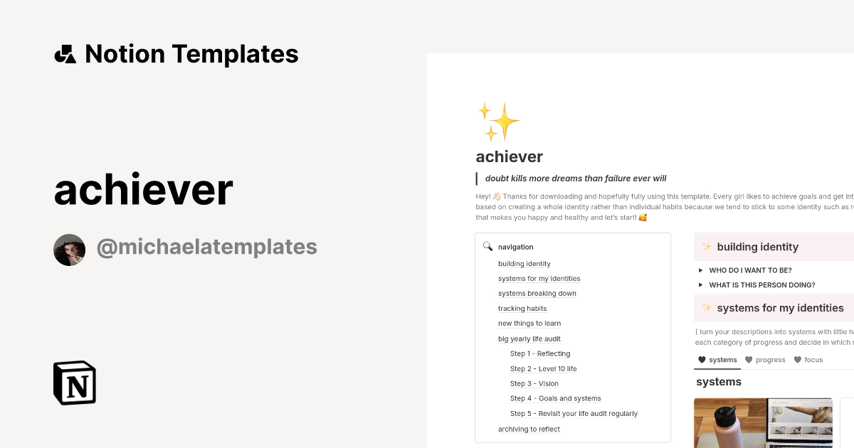 achiever Template | Notion Marketplace