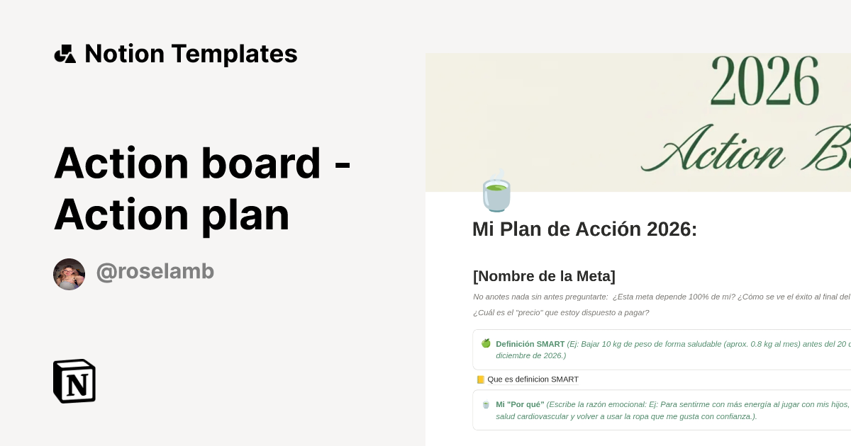 Action board - Action plan Template by Roselamb | Notion Marketplace