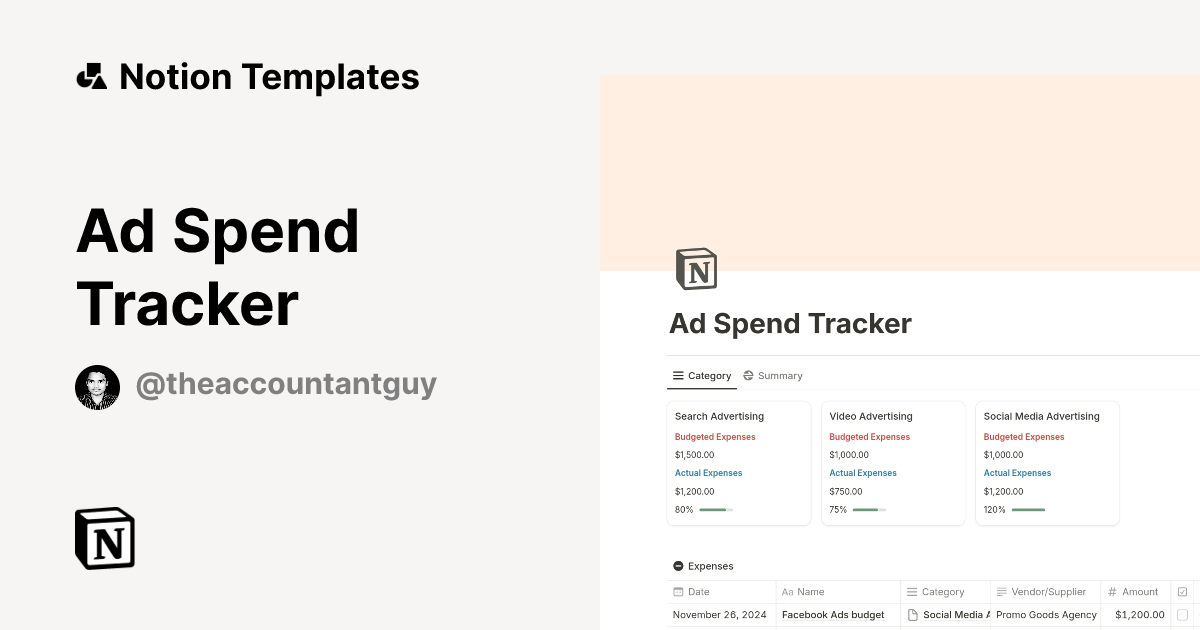 Ad Spend Tracker Template | Notion Marketplace