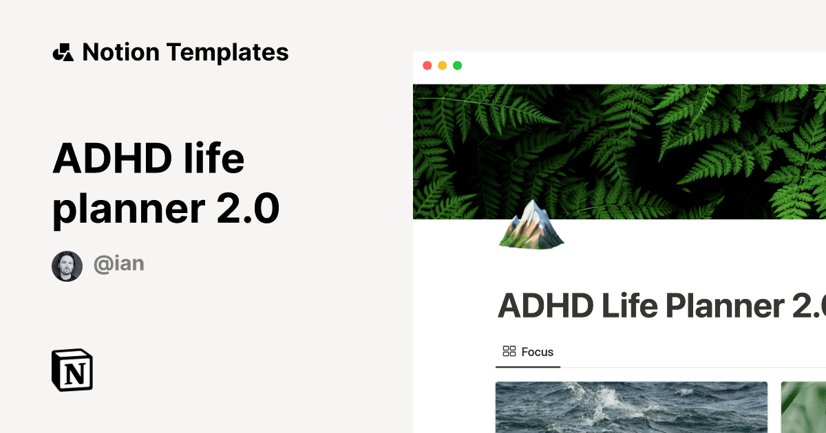 ADHD life planner 2.0 Template by Ian Dikhtiar | Notion Marketplace