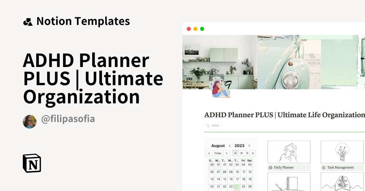 ADHD Planner PLUS | Ultimate Organization Template by Filipa Sofia 🌼 ...