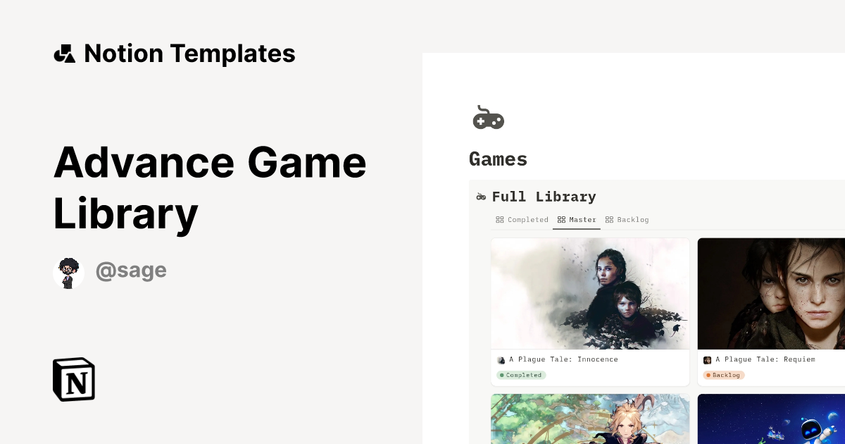 Advance Game Library Template | Notion Marketplace