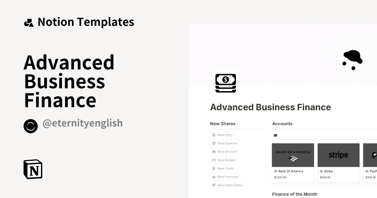 Advanced Business Finance Template by Eternity | Notion Marketplace