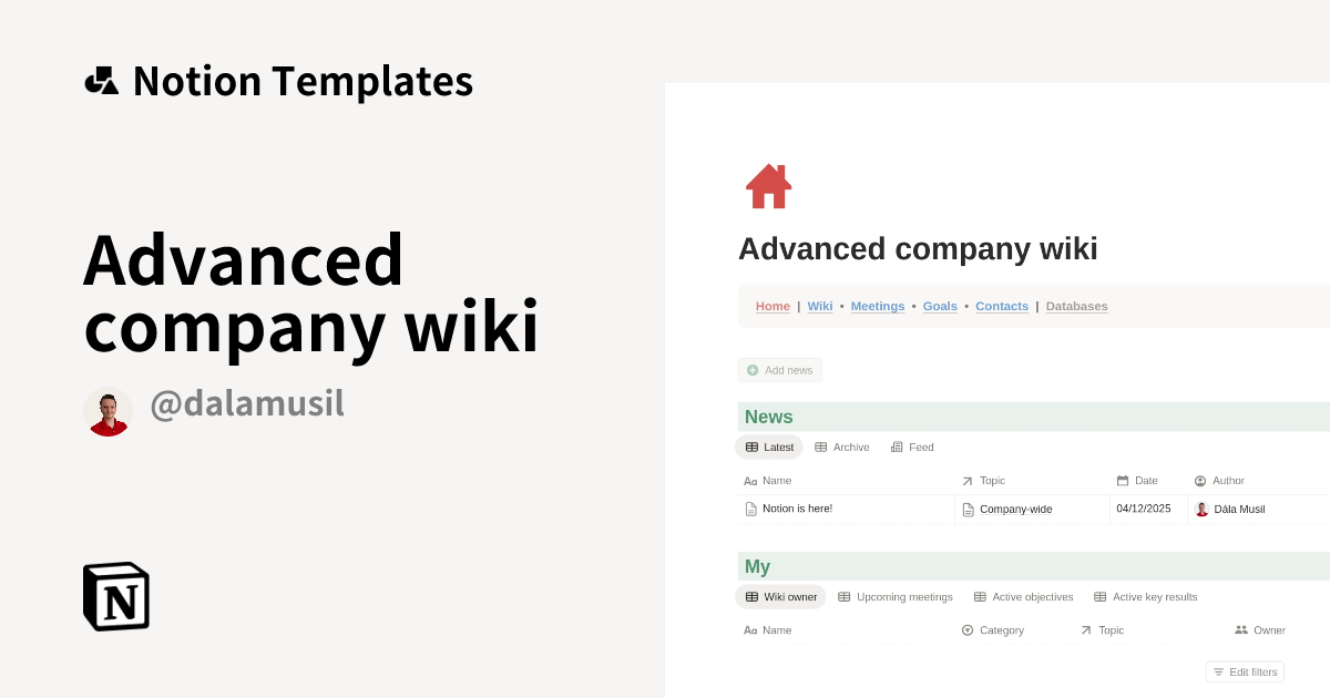 Advanced company wiki Template by Dála Musil | Notion Marketplace