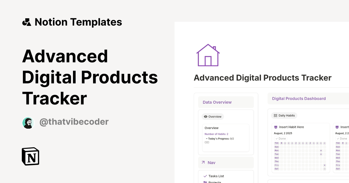 Advanced Digital Products Tracker Template | Notion Marketplace