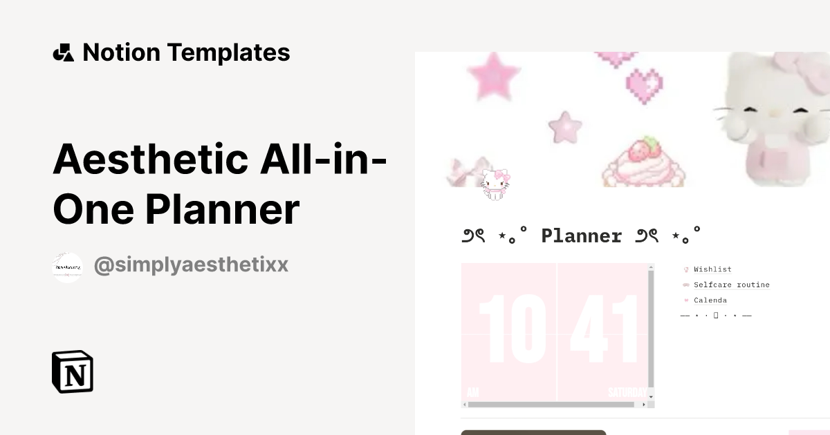 Aesthetic All-in-One Planner Template by SimplyAesthetixx | Notion ...