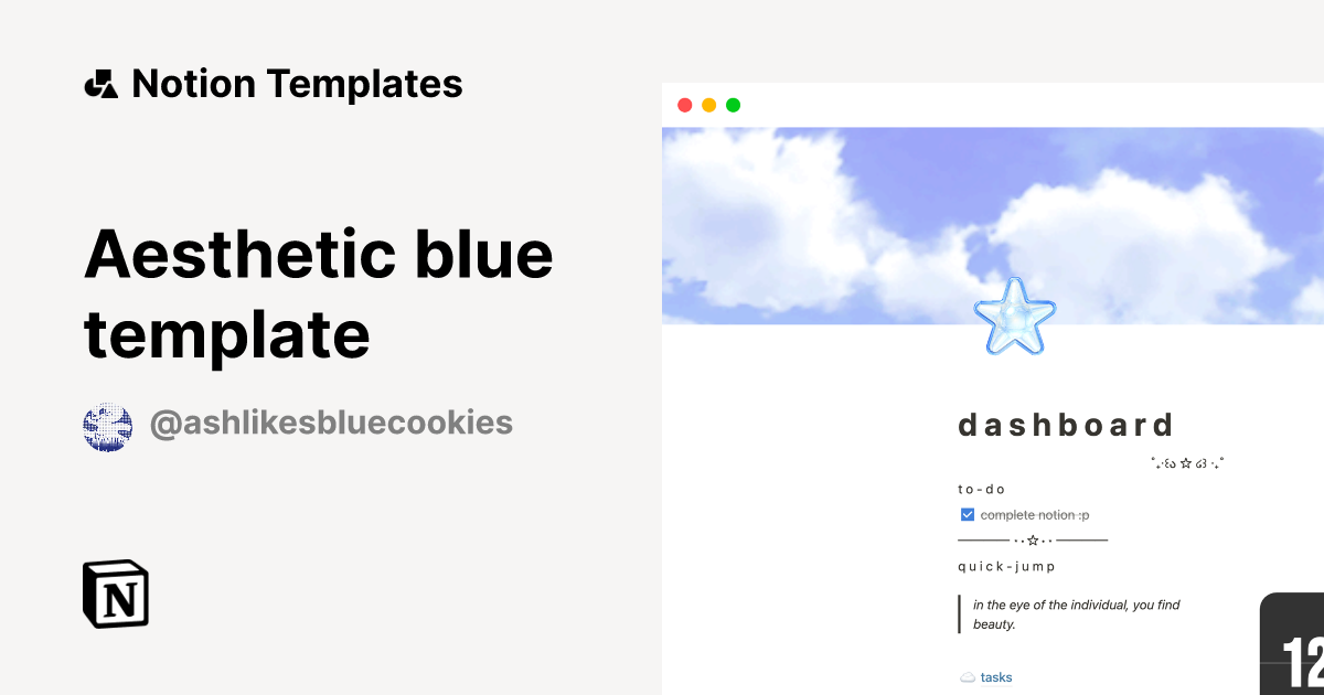 Aesthetic blue template Template | Notion Marketplace