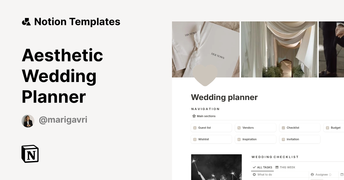 Aesthetic Wedding Planner Template | Notion Marketplace