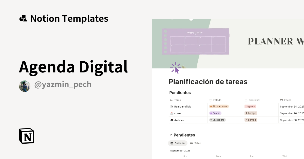 Agenda Digital Template | Notion Marketplace