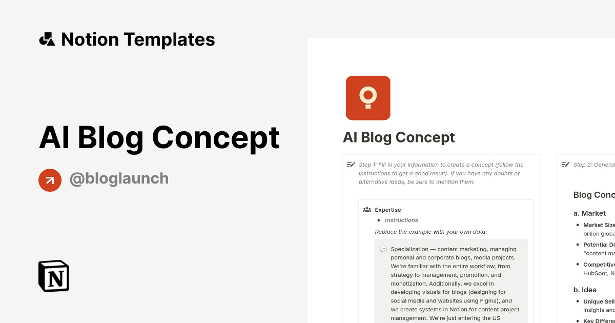 AI Blog Concept Template | Notion Marketplace