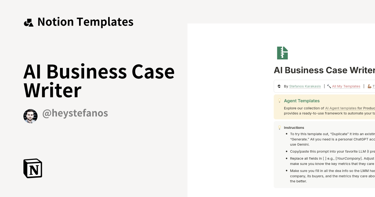 AI Business Case Writer Template | Notion Marketplace