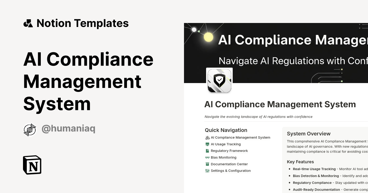 AI Compliance Management System Template | Notion Marketplace