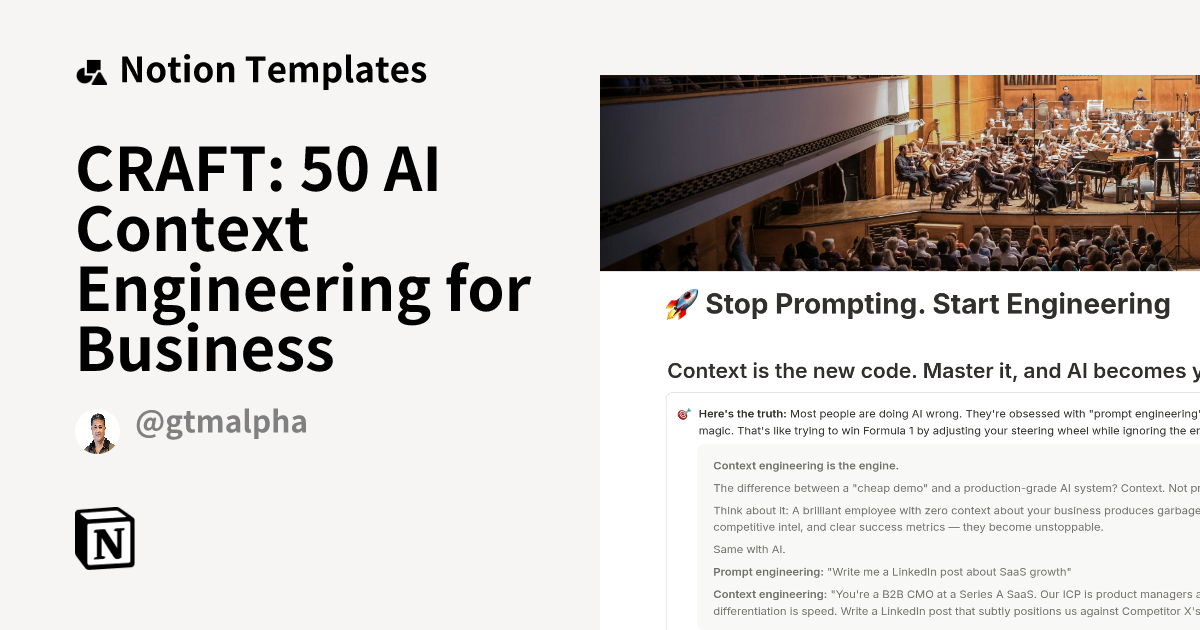 CRAFT: 50 AI Context Engineering for Business Template by GTM Alpha ...