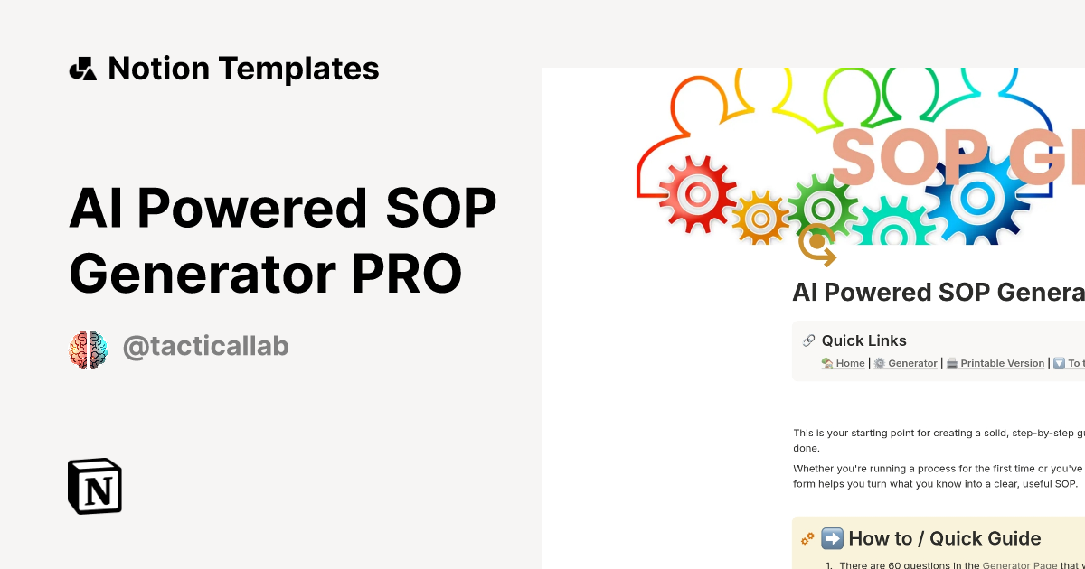 AI Powered SOP Generator PRO Template by The Tactical Lab | Notion ...