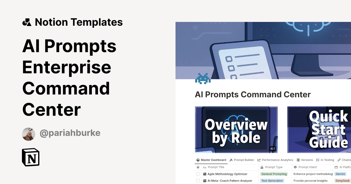 AI Prompts Enterprise Command Center Template by Pariah Burke | Notion ...