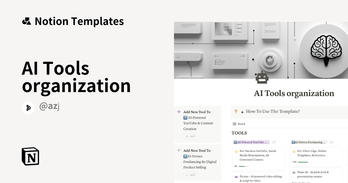 AI Tools organization Template by Azjargal Sergelen | Notion Marketplace