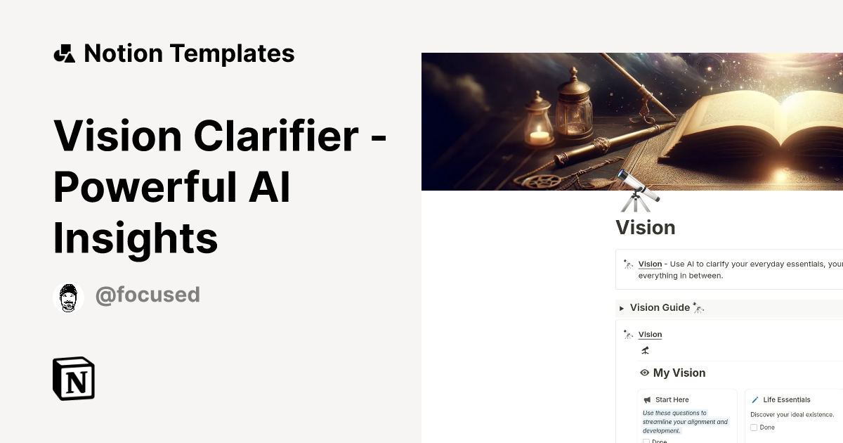 Vision Clarifier - Powerful AI Insights Template by Focus Fuel | Notion ...