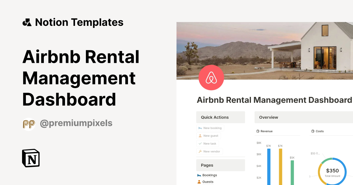 Airbnb Rental Management Dashboard Template by Premium Pixels | Notion ...