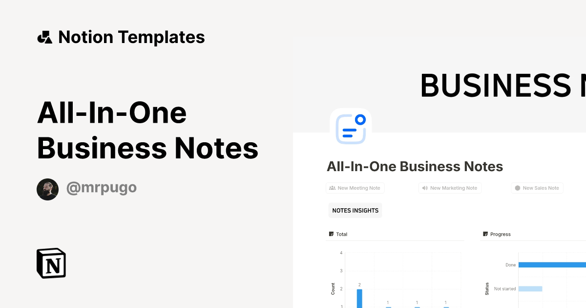 All-In-One Business Notes Template | Notion Marketplace