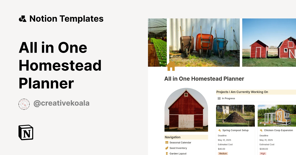 All in One Homestead Planner Template | Notion Marketplace