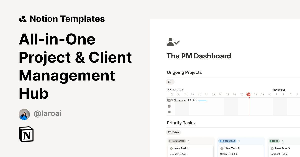 All-in-One Project & Client Management Hub Template by Laro Ai ...