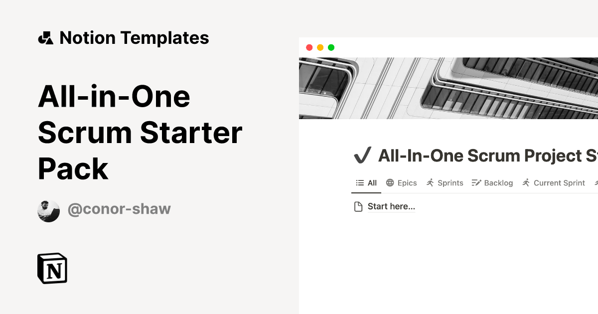 All-in-One Scrum Starter Pack Template by Conor Shaw | Notion Marketplace
