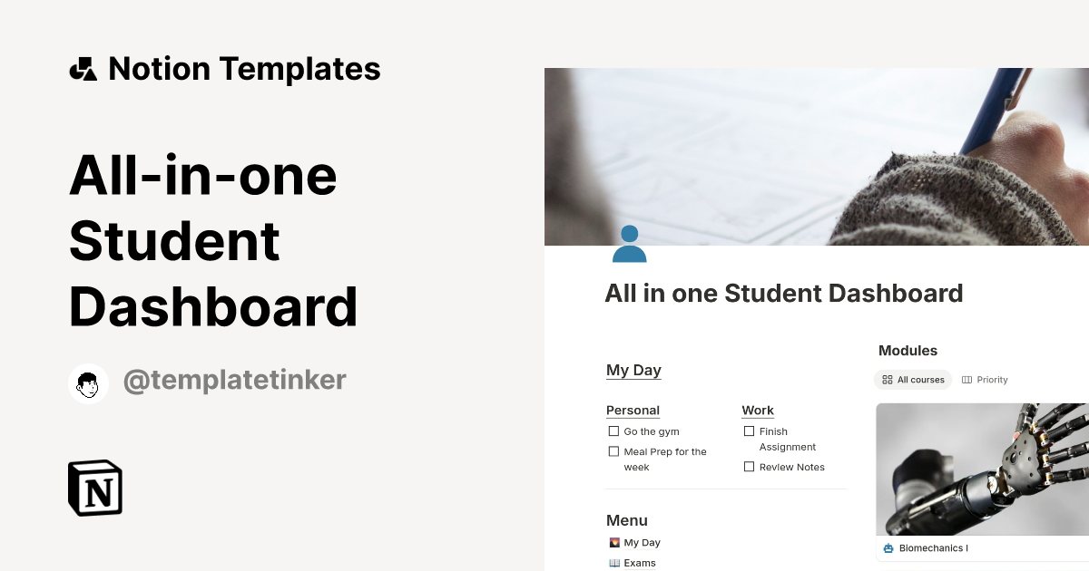 All-in-one Student Dashboard Template | Notion Marketplace